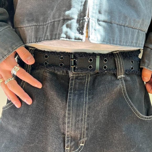 Accessories | 200s Round Studded Fur Frayed Black Grunge Belt | Poshmark